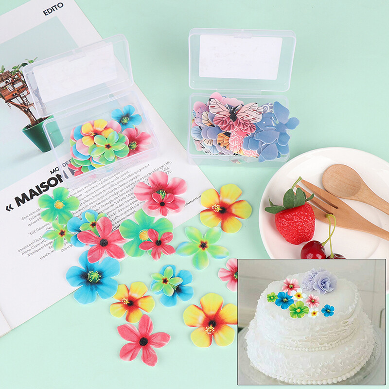 Edible Flowers Cupcake Topper Glutinous Rice Paper Water Party Cake ...