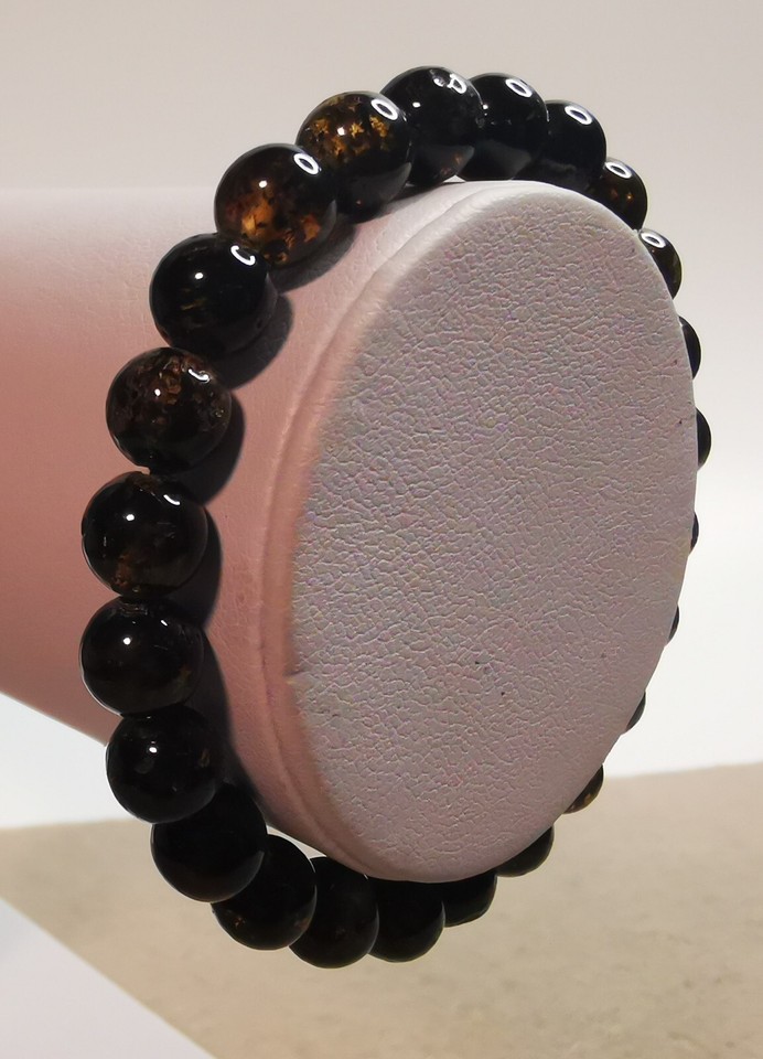 Vintage Baltic Amber Stone with Peat 8mm Bead Stretch Bracelet | eBay