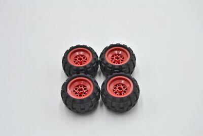 LEGO 4 x Reifen Felge rot Red Wheel 43.2x28 Balloon Small Tire 6580c01 ...