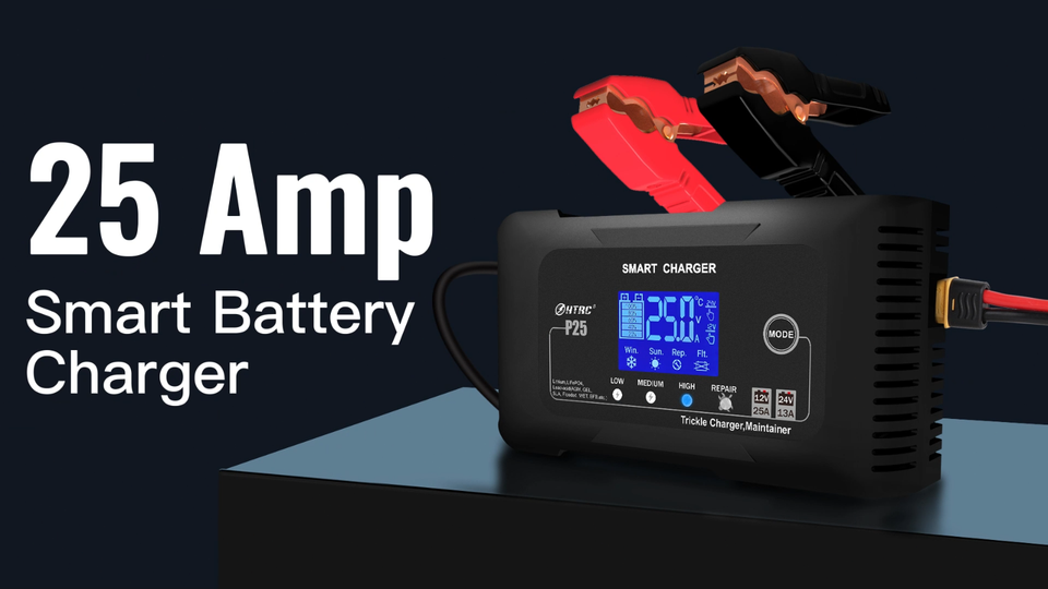 25-Amp Smart Battery Charger,Lithium,LiFePO4,Lead-Acid AGM/Gel/SLA ...