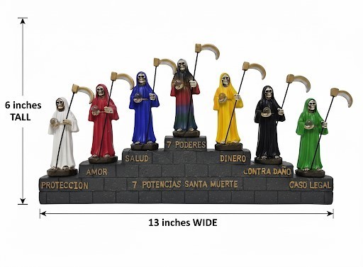 7 potencias Santa Muerte 6" x 13 " Altar Holy Death Grim Reaper Figure ...