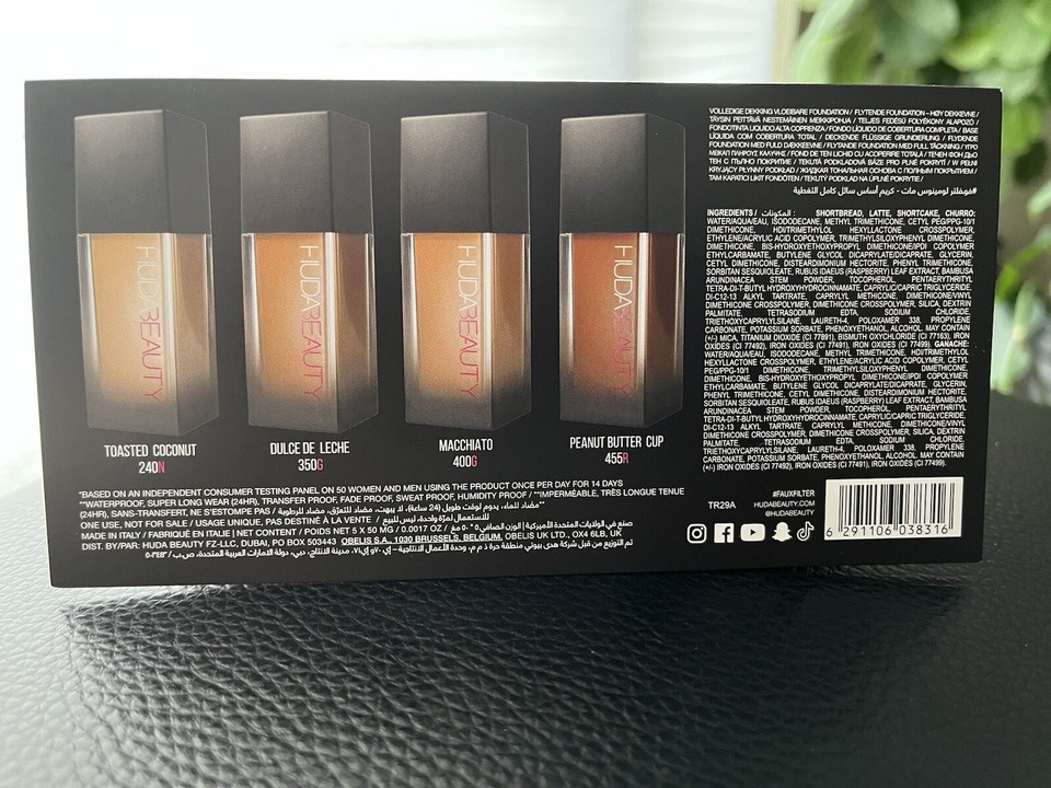 Huda Beauty Faux Filter Foundation Light Medium Tan Rich 5 Shade Sample ...
