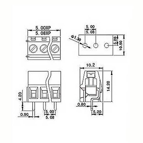 5 pcs KF128-3P 3-Pin 5.08mm/0.2'' PCB Universal Screw Terminal Block ...