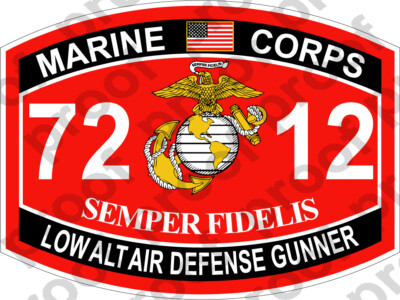 STICKER USMC MOS 7212 LOW ALT AIR DEFENSE GUNNER ooo USMC Lisc No 20187 ...