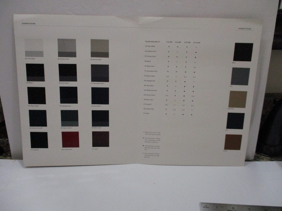 1996 Mercedes Benz Factory Color Paint Brochure Guide S500 S600 500SL ...