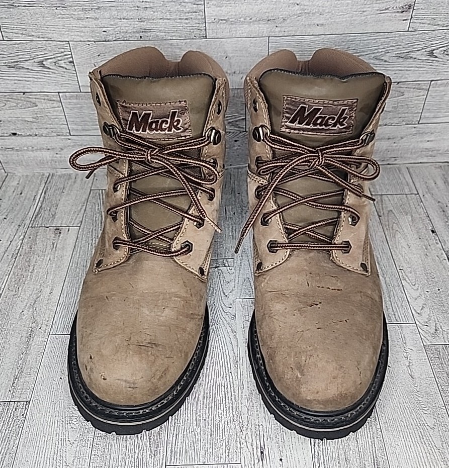 Mack Work Boots Mens 11 Steel Toe Brown Leather Oil Resistant Sole Lace ...