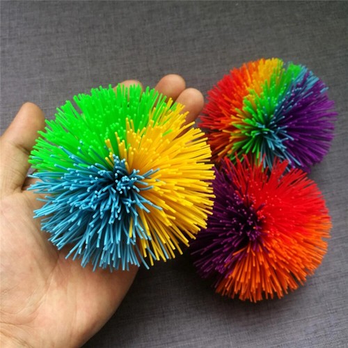 Stringy Ball Sensory Toy Colorful Bouncy Ball/Rainbow Pom Ball/Fun ...