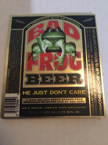 BAD FROG BEER label Lot Of 45 Wauldron Corp by Frankenmuth Brewery MI ...