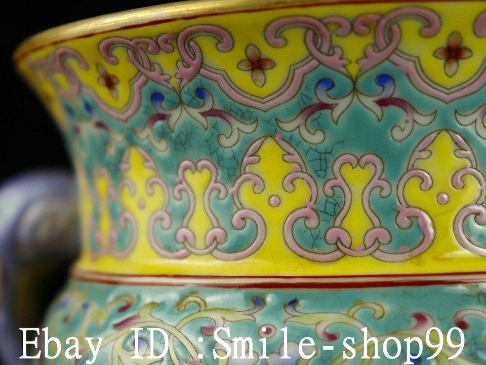 7" Old Enamel Colour Porcelain Filigree Gilt Elephant head Incense ...