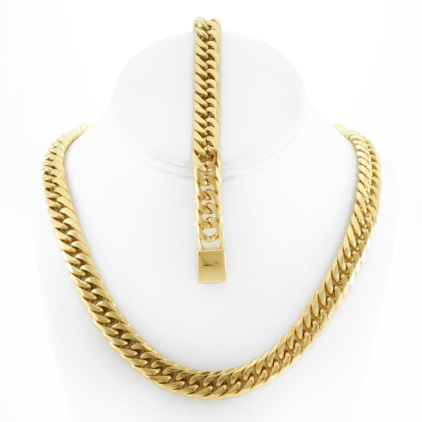 SOLID 14K YELLOW GOLD FINISH THICK HEAVY MIAMI CUBAN TIGHT CHAIN JayZ ...