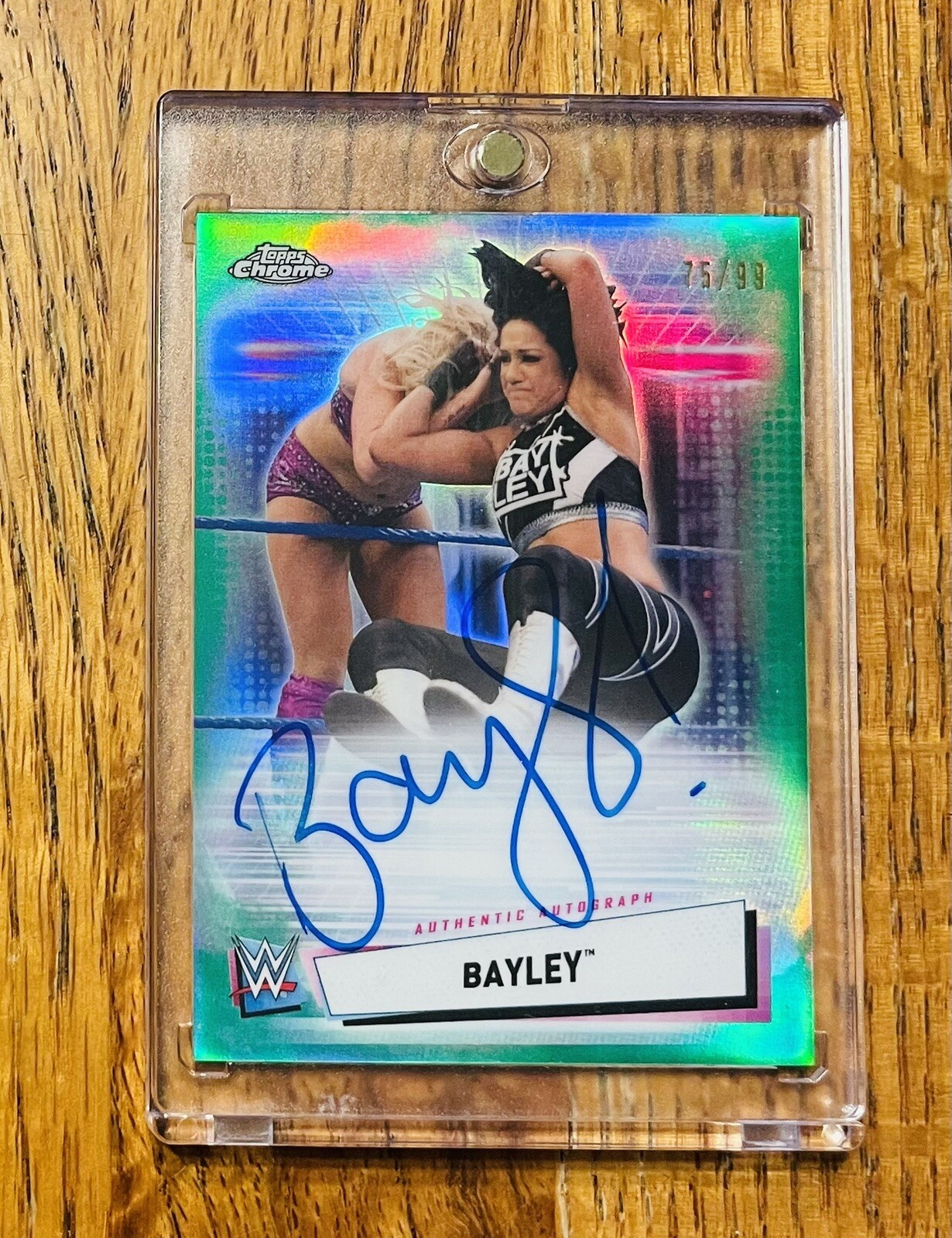 2021 Topps Chrome WWE - Autographs Green Refractor #A-BA Bayley /99 (AU ...