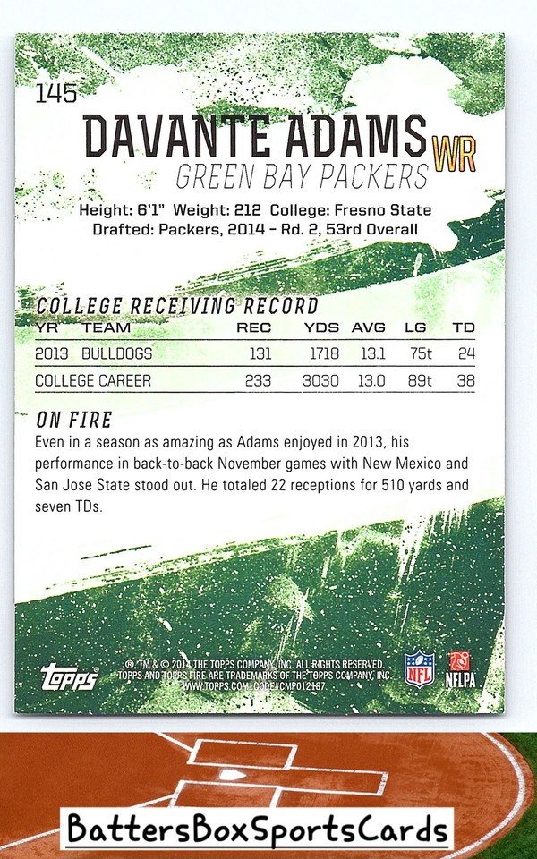 2014 Topps Fire #145 Davante Adams RC | eBay