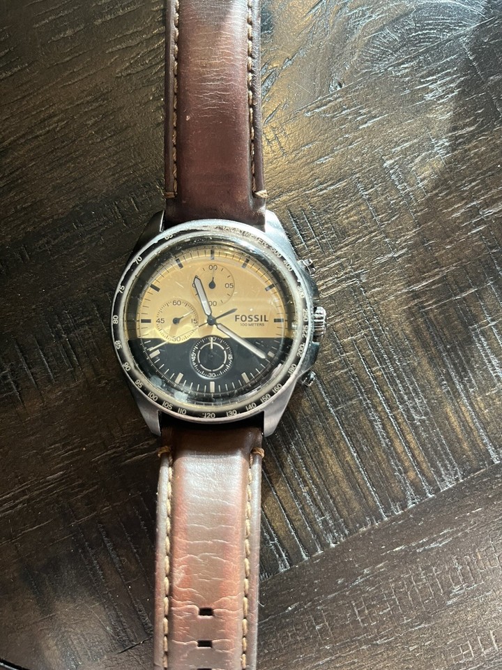 Fossil 100 Meters Tachymeter Sport CH3065 Chronograph Watch Leather ...