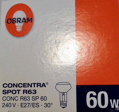 NEU Osram CONCENTRA Reflektor 60W E27 240V REFLEKTORLAMPE R63 STRAHLER ...