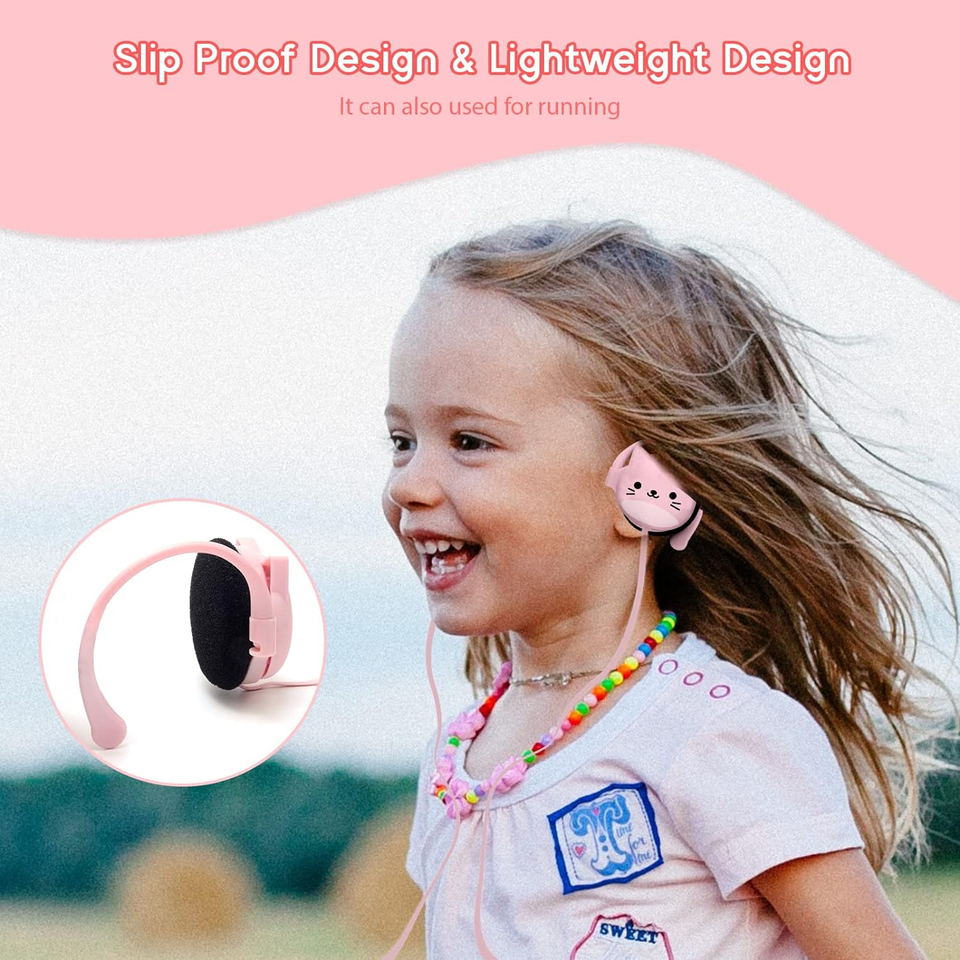 Kids Earbuds for Back to School with Ear Hooks, Cute Cat Earbud for Kid ...