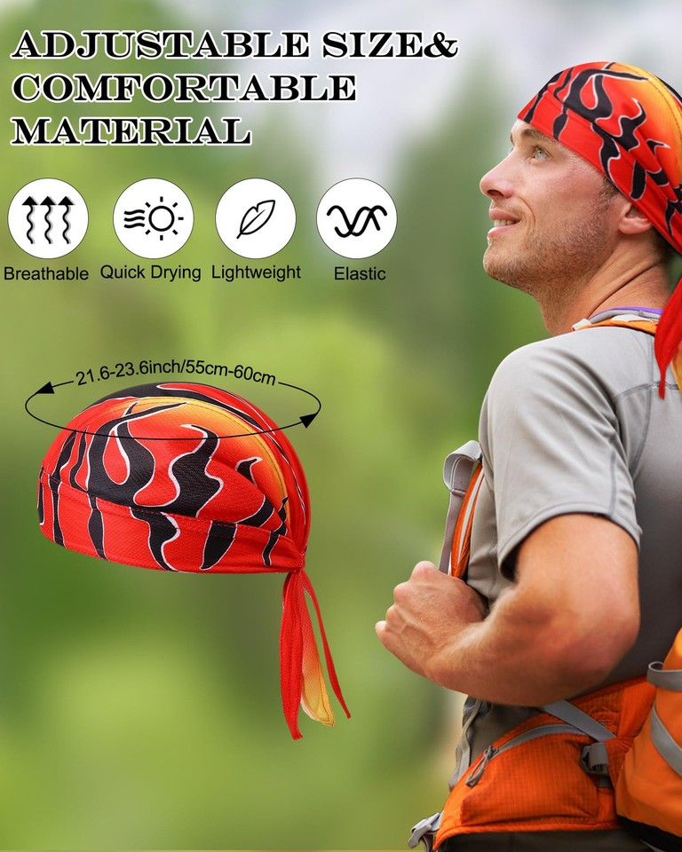 8 Pack Do Rag Skull Caps for Men Sweat Wicking Doo Rags Cooling Helmet ...