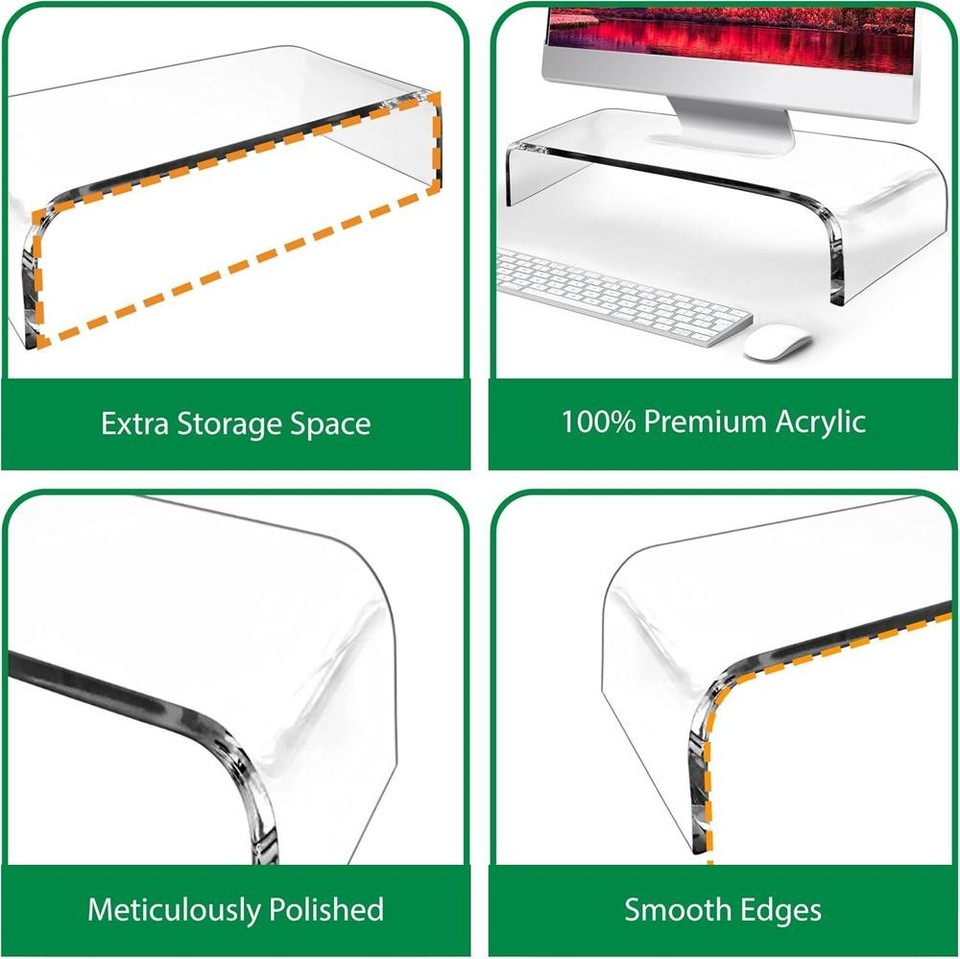 Premium Acrylic Monitor Stand Clear Monitor Stand Clear Monitor Riser ...