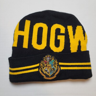 Harry Potter Hogwarts Beanie Hat Winter Black Yellow Wizard I85 | eBay