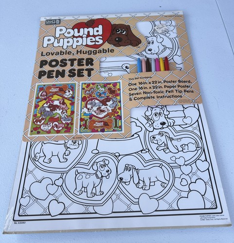 Pound Puppies Coloring Poster Pen set Pack Vintage Disney cartoon ...
