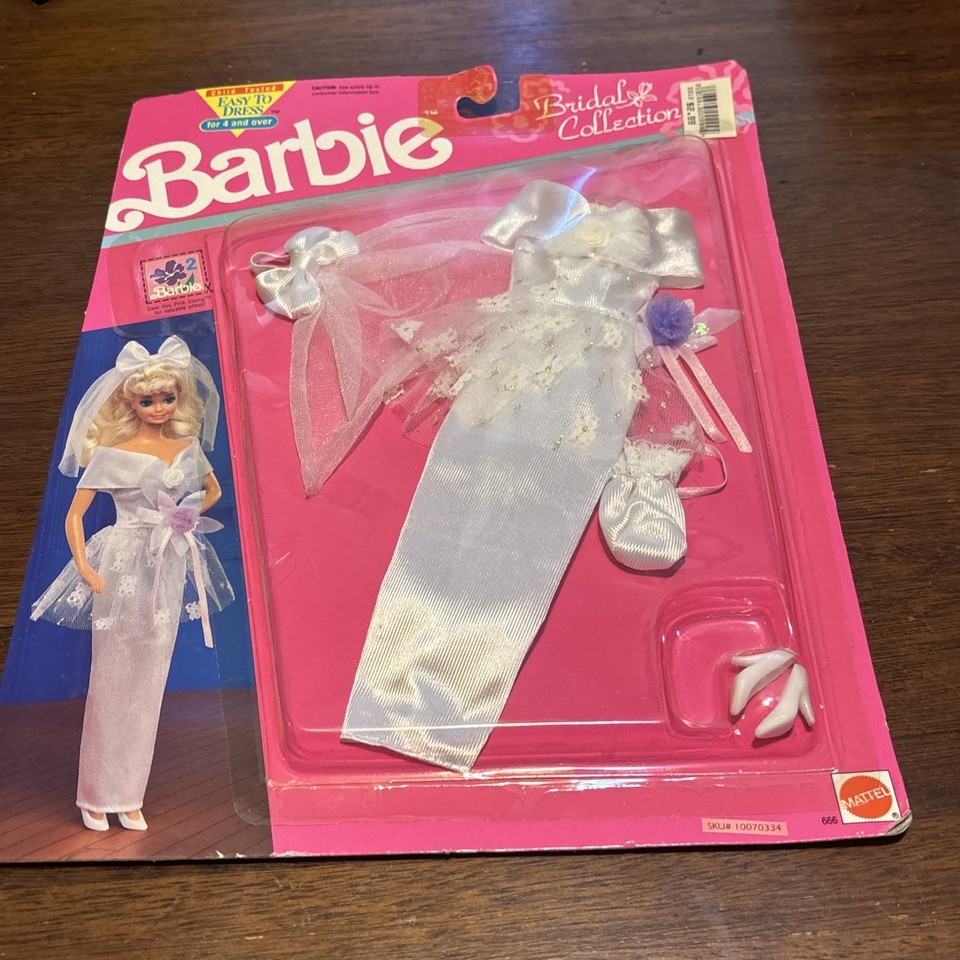 Rare Vintage Mattel Barbie Bridal Collection Wedding Dress Shoes & Veil ...