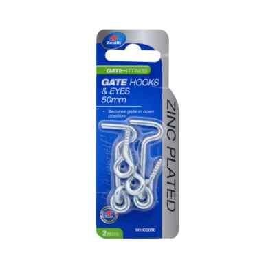 Zenith 50mm Zinc Plated Gate Hooks and Eyes 2Pk Fence Boundary gates ...