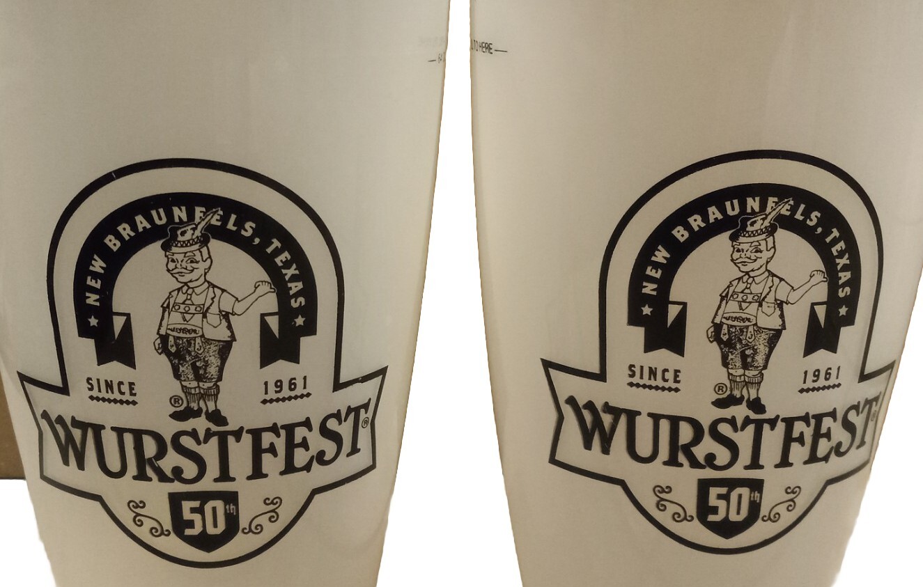 LOT OF 2 WURSTFEST 50th ANNIV. PITCHERS GERMAN FESTIVAL NEW BRAUNFELS ...
