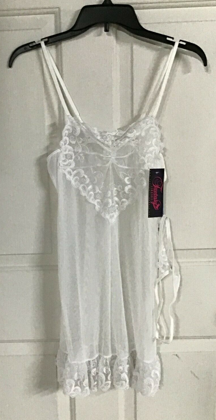 Fantasy Lingerie Vintage Large Sheer White Gown with … - Gem