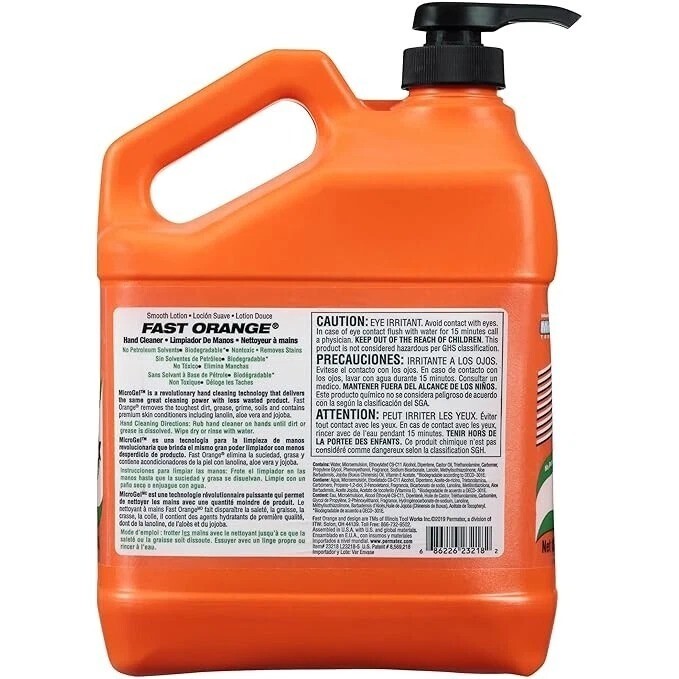 Permatex 25219 Fast Orange Pumice Lotion Hand Cleaners, Citrus, 128 FL ...