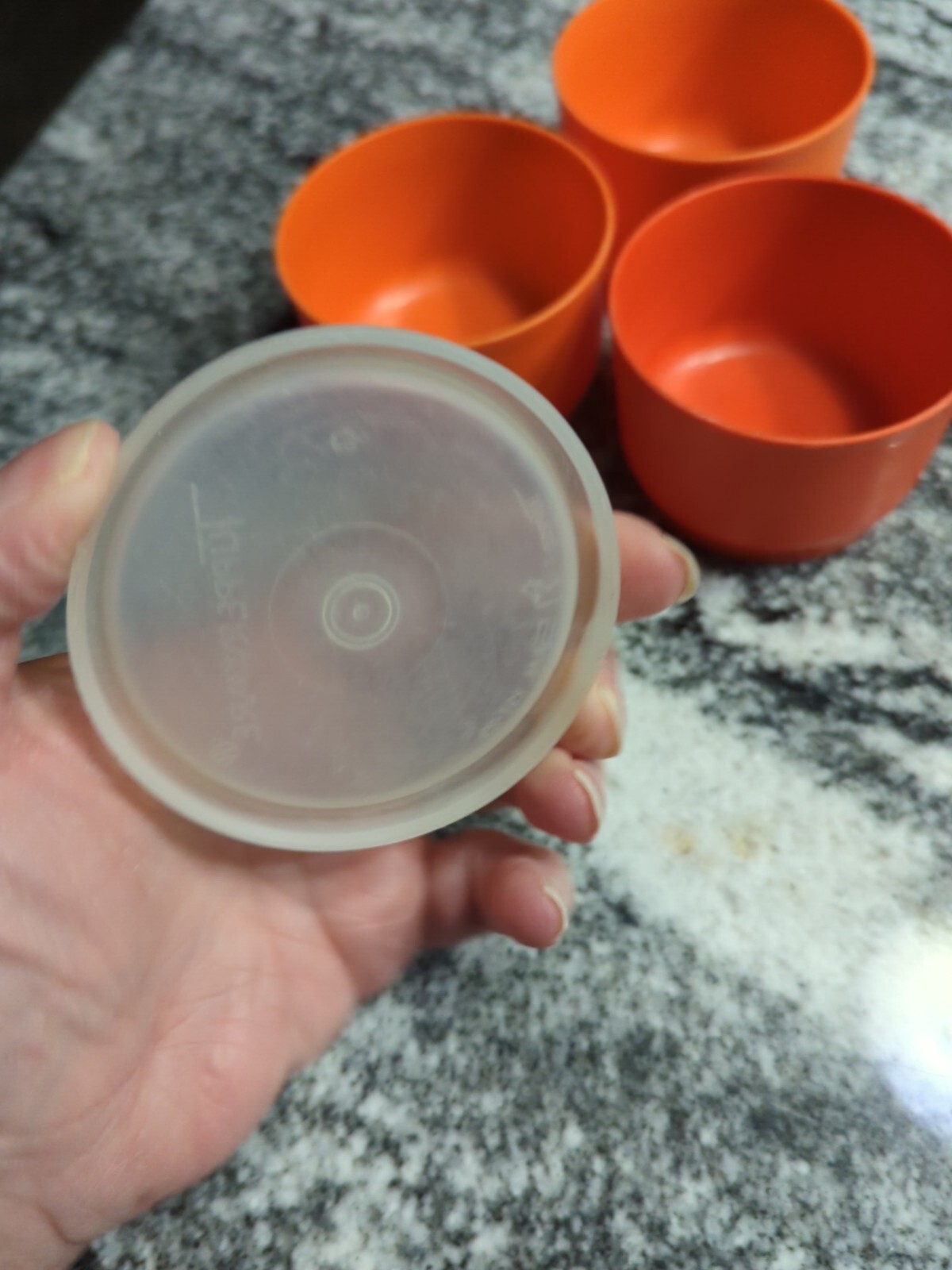 Set of 3 Vintage Tupperware Small Orange Snack Cups Container 1229 With ...