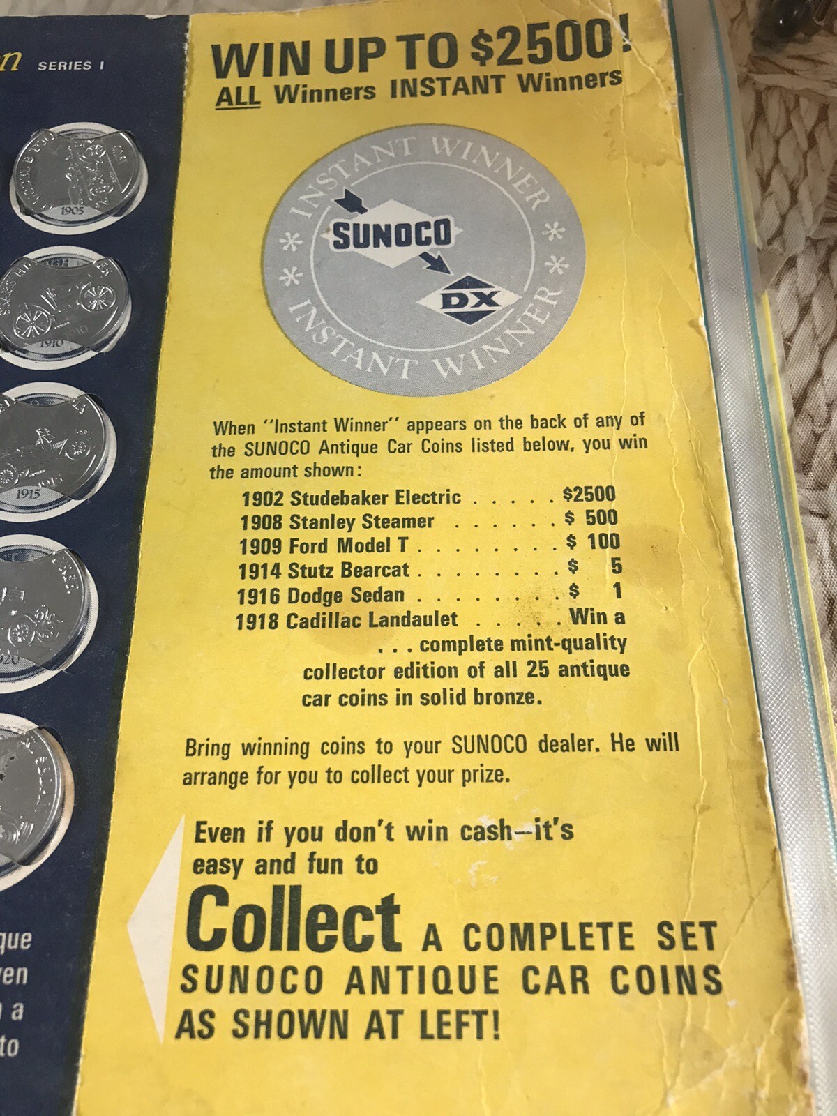 ~ SUNOCO ANTIQUE CAR COIN COLLECTION~SERIES 1 OF 25 COINS~WITH HOLDER ...