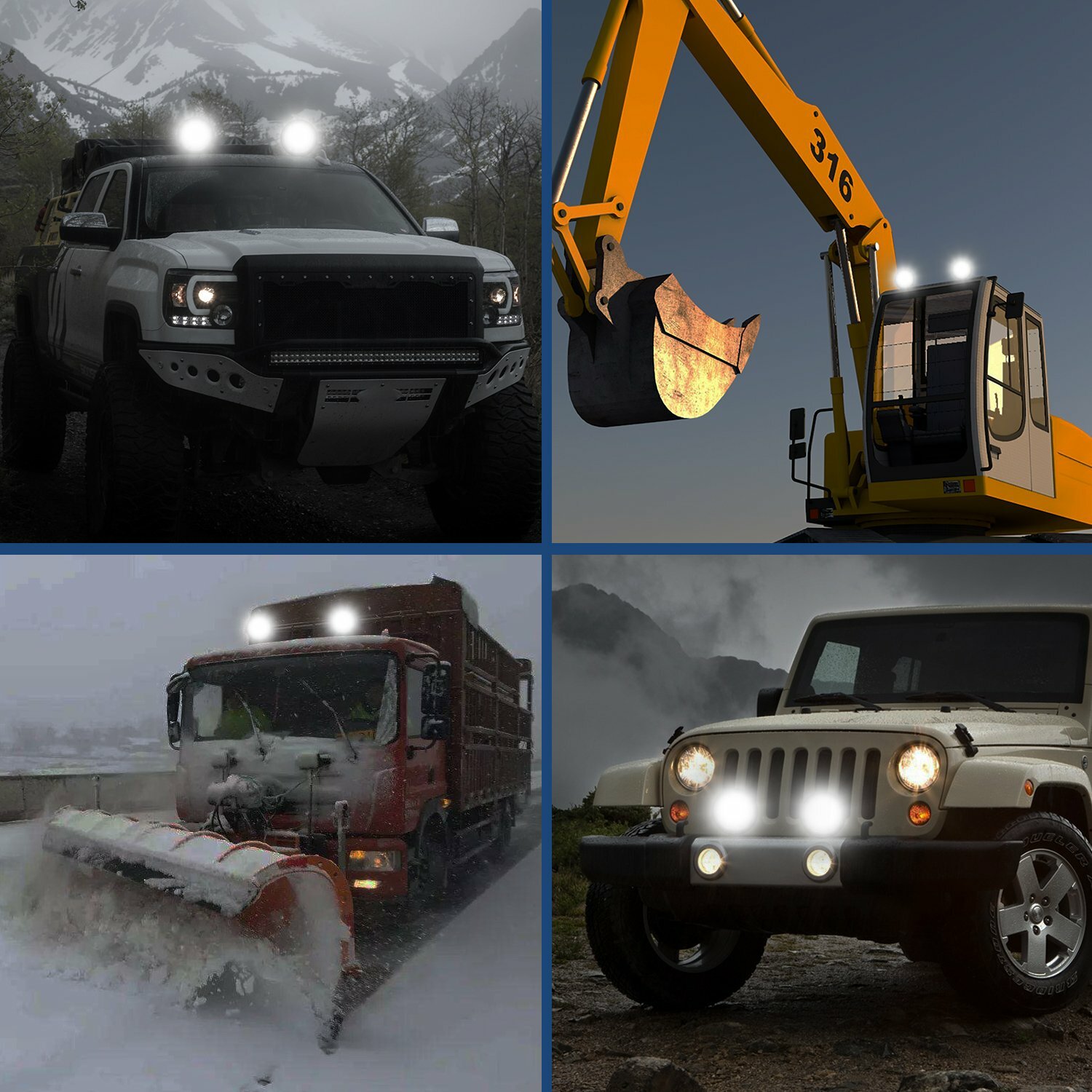 Pair 5" LED Work Light Round Spot Flood Driving Fog Lamp SUV ATV ...