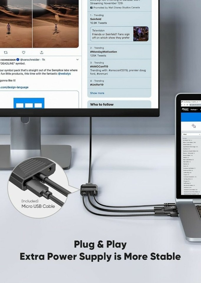 Foinnex® VGA Adapter Cable. VGA to HDMI With Audio 1080P | eBay