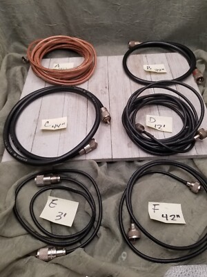 Lot Of 6 Vtg Amphenol UHF Coax Cable CB Ham Radio W PL-259 Attachments ...