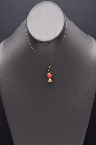 Vintage 14K Yellow Gold Red Coral Lantern Charm Pendant | eBay