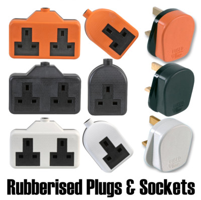 Heavy DUTY Rubber Socket Extension Electric Trailing Socket High Impact ...