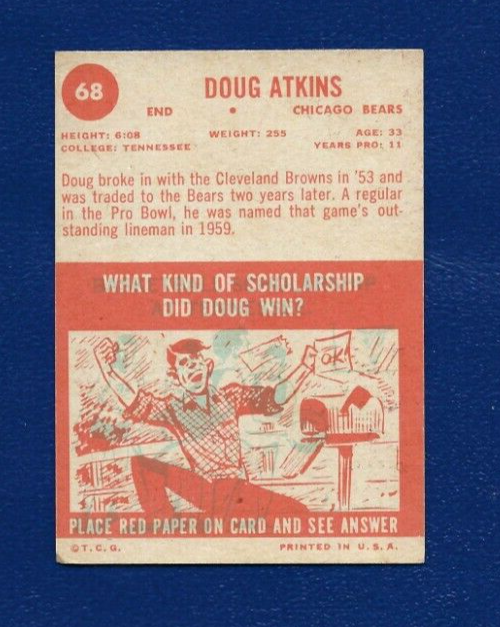 1963 Topps football card #68 Doug Atkins Chicago Bears EX+ HoFer | eBay