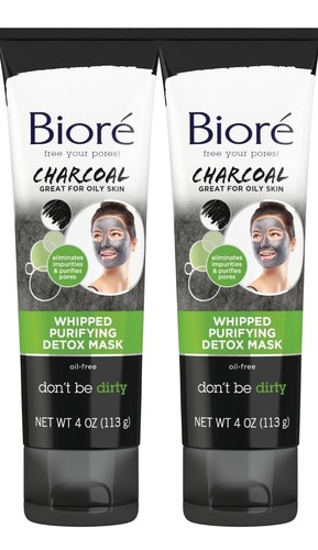 2 PACK Bioré Charcoal Whipped Purifying Detox Face Mask, 4 oz ...