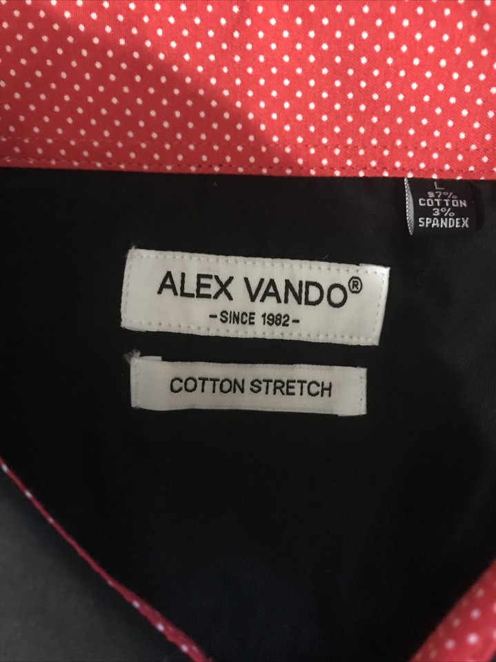 Alex Vando Men's Sz L Long Sleeve Black & Red Goth Business Wear Shirt ...