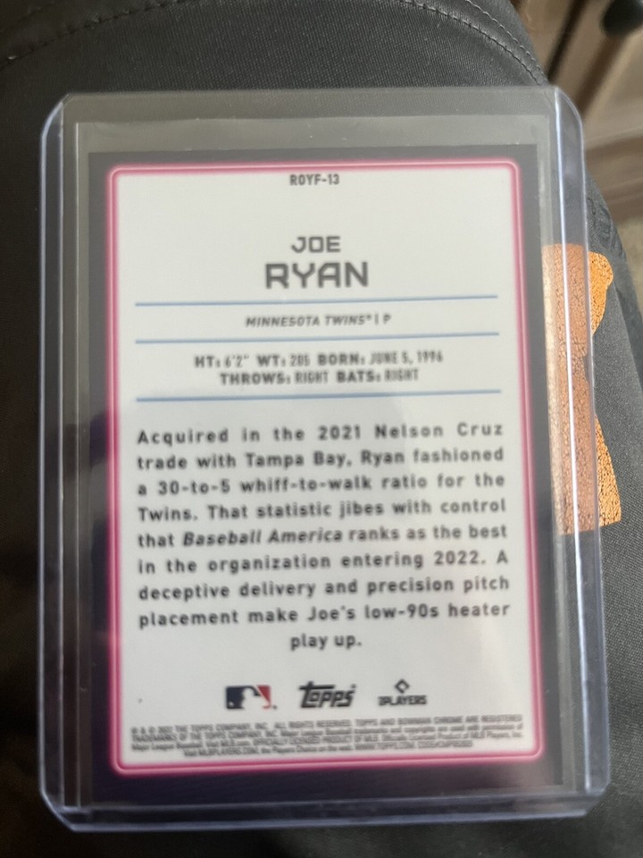 2022 Bowman Rookie of the Year Favorites Mojo Joe Ryan Rookie Minnesota ...