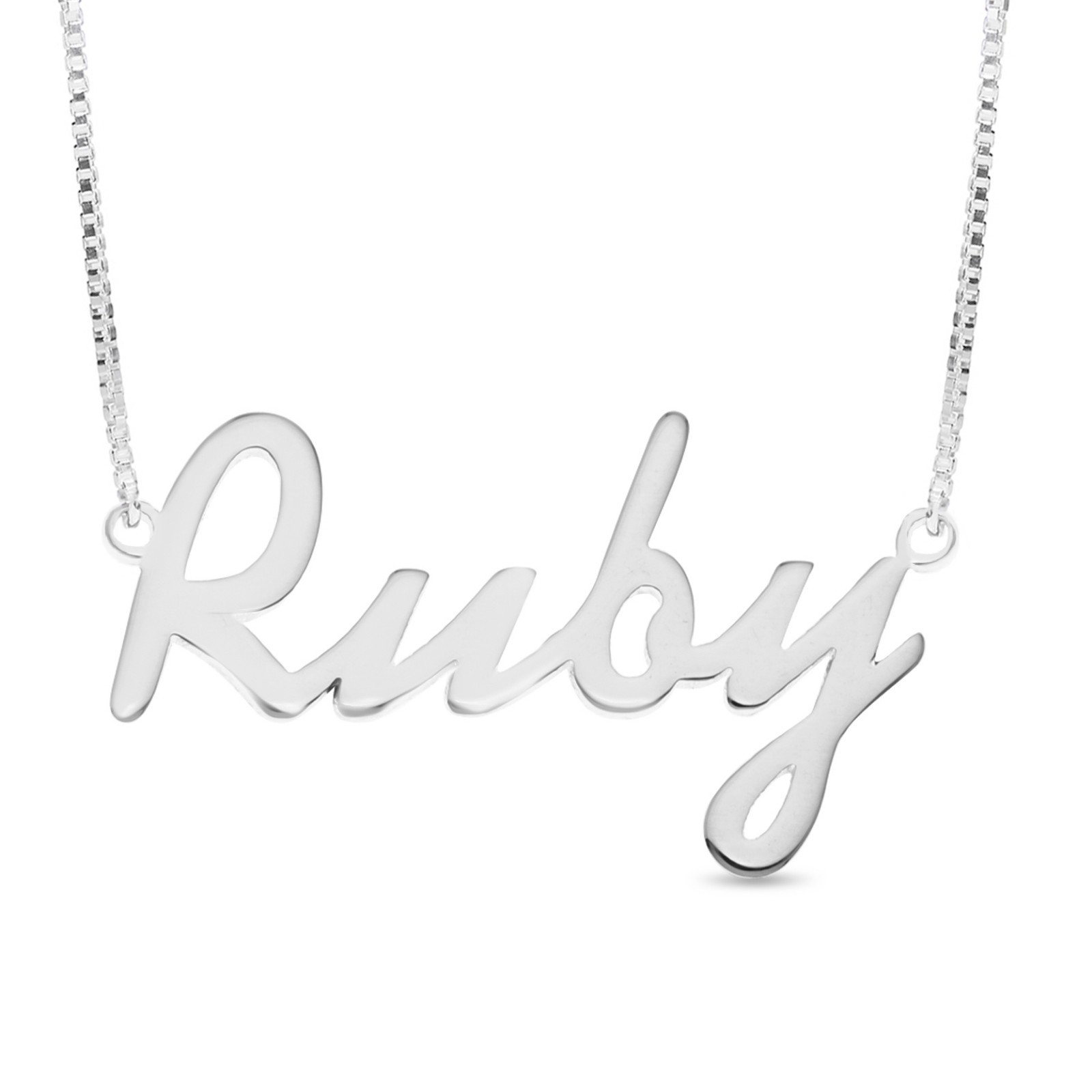 925 Sterling Silver RUBY Name Necklace Womens Girls Pendant Gift for ...