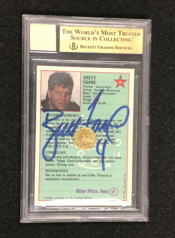 1991 Star Pics Brett Favre auto Autograph BGS 9.5 (BB MO) | eBay