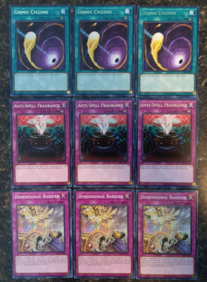 x3 Cosmic Cyclone & Dimensional Barrier & Anti-Spell Fragrance Yugioh ...