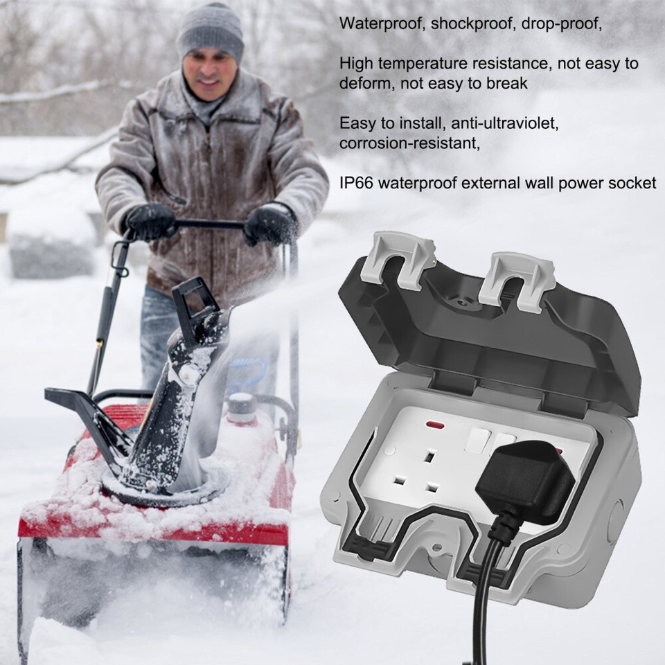 Waterproof Outdoor Plug Socket Box 13A 1/2 Gang Electrical Switched ...