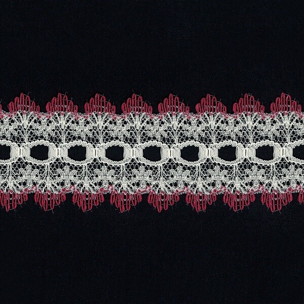 Feather Edge Eyelet Lace 35mm Cream/Burgundy x 15m | eBay Australia