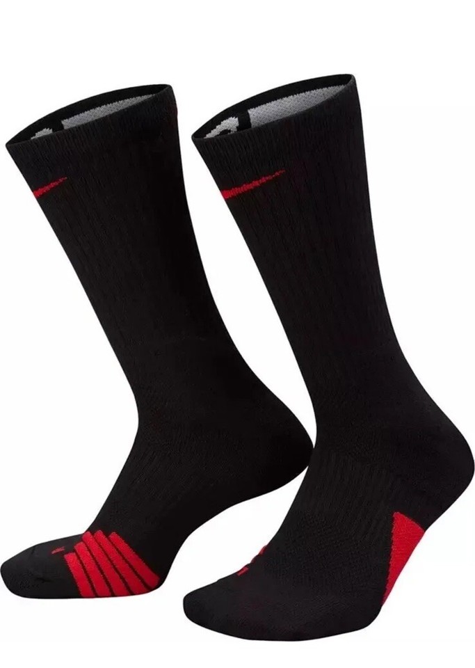 Nike Elite Basketball Crew Socks 1 Pair Men 8-12 W 10-13 Black Red w ...