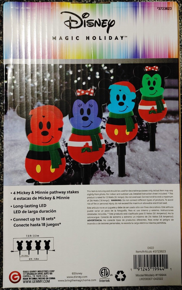 Disney Magic Holiday Color Morphing Mickey & Minnie Mouse LED Pathway ...