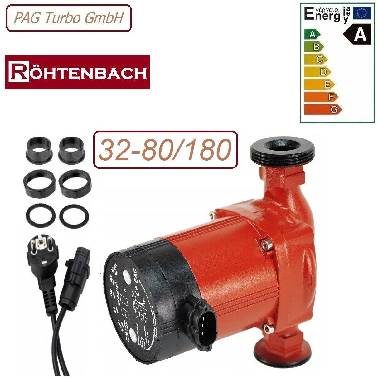 Hocheffizienzpumpe Heizungspumpe Umwälzpumpe 25-40/180 , 25-60/180 - 1 ...