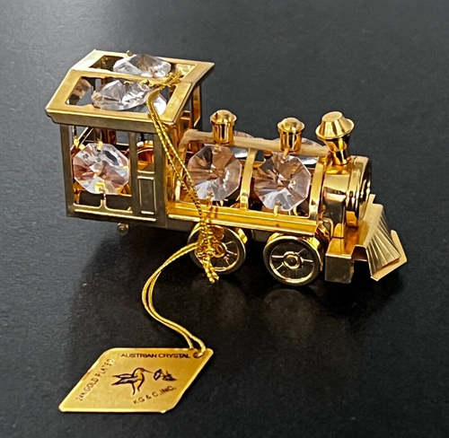 KG & C 24K Gold Plated Austrian Swarovski Crystal Train Figurine ...