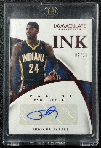PAUL GEORGE 2014-15 PANINI IMMACULATE COLL #1 INK RED AUTO 2/25 PACERS ...