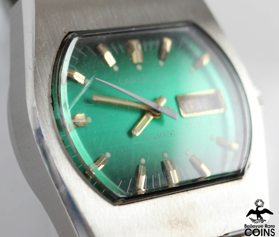 Caravelle Automatic Green Square Dial Dual Day St. Steel Case & Band ...